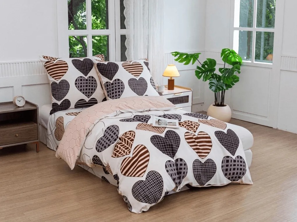 Flanelové povlečení z mikrovlákna STRIPE HEART barevné Rozměr povlečení: 70 x 90 cm | 140 x 200 cm
