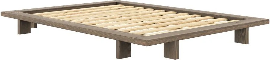 Hnědá dvoulůžková postel z borovicového dřeva s roštem 140x200 cm Japan – Karup Design