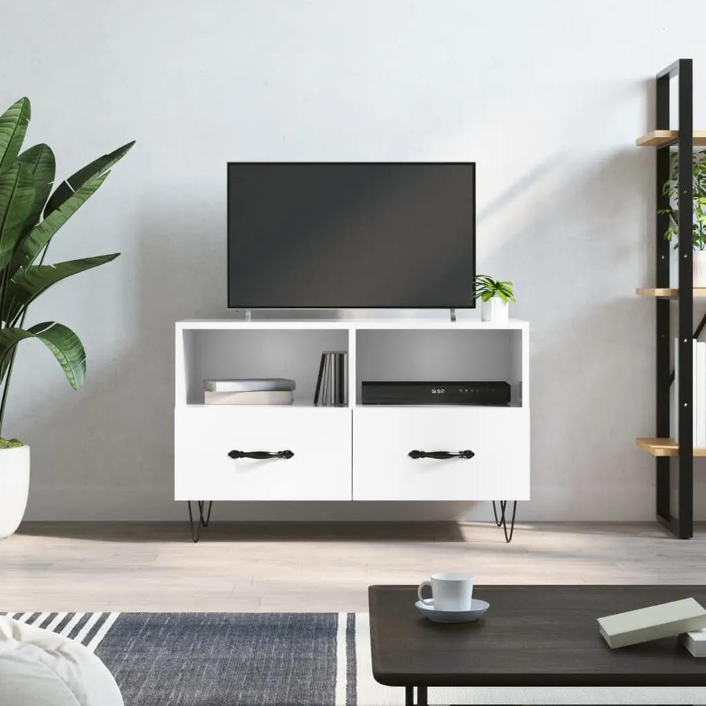 TV skříňka bílá s vysokým leskem 80x36x50 cm kompozitní dřevo - Default Title