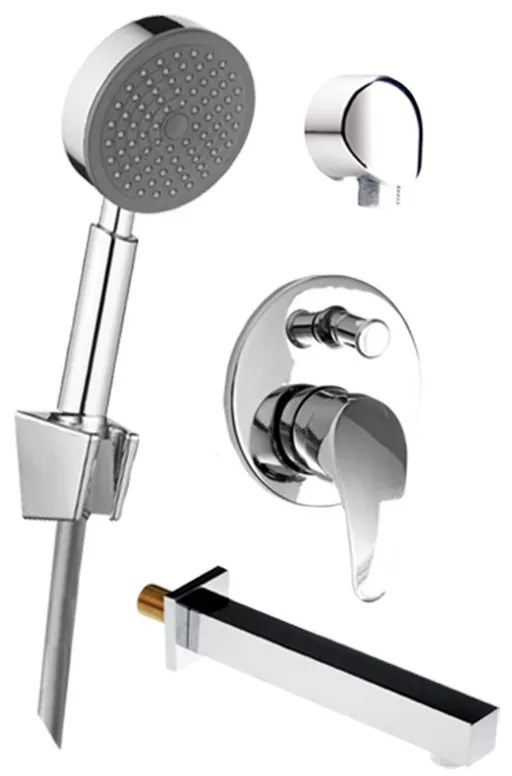 MEREO - Vanový set: sprchová podomítková baterie, vanové hubice, ruční sprcha, stěnový vývod (CB650E)