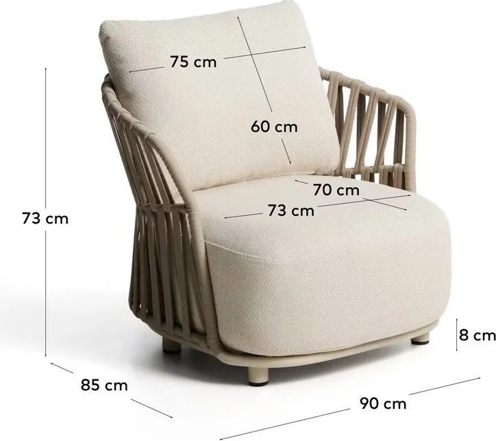 Krémové/taupe polstrované zahradní křeslo Osani – Kave Home