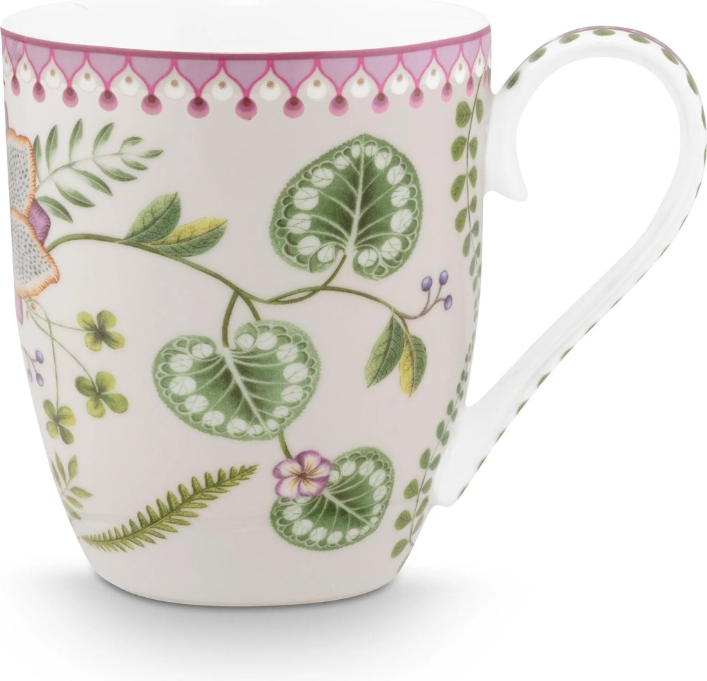 Pip Studio Lily &amp; Lotus hrnek XL 440ml, bílý (Porcelánový hrnek)