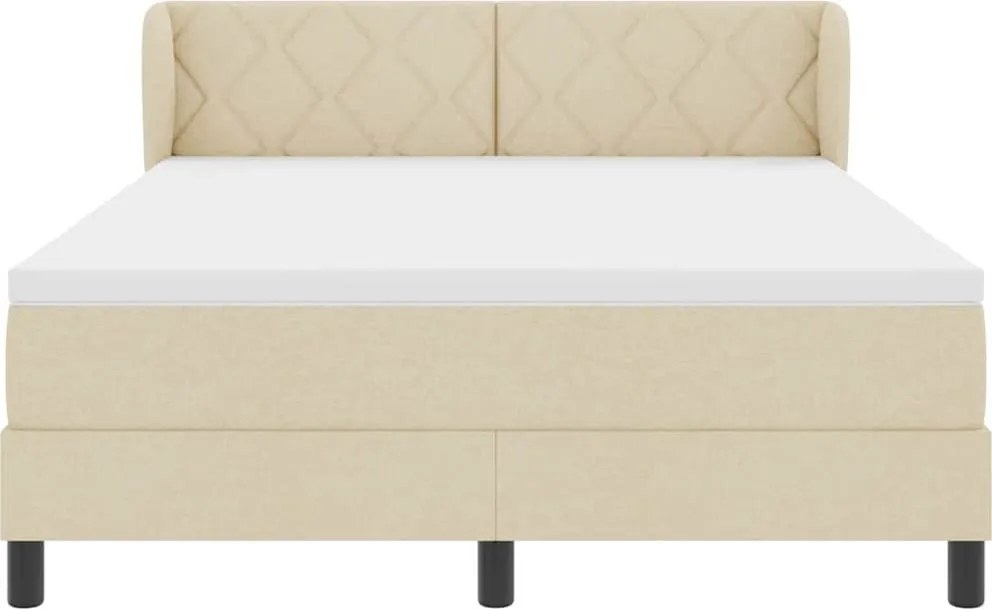 Postel s boxspringem s čelo Krémová 160 x 200 cm textil 3340099