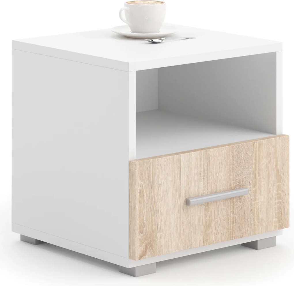 ADRK Furniture Noční stolek se zásuvkou EMI NS-EMI-W+S-L002