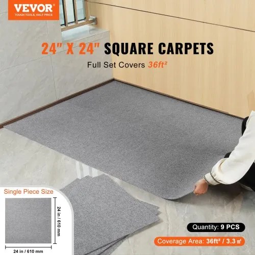 Kobercové dlaždice odlupujte a přilepte, čtvercové samolepicí 61 × 61 cm