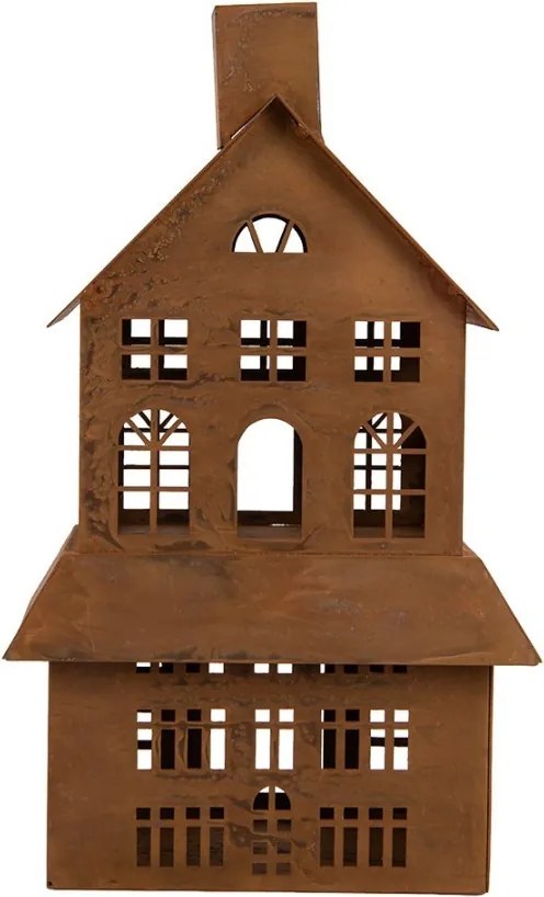 Rezavý svícen ve tvaru domku Rustic Charm - 16*10*31 cm