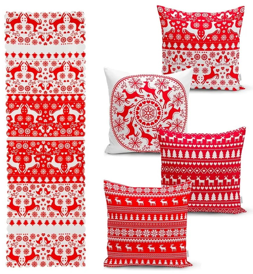 Sada 4 vánočních povlaků na polštář a běhounu na stůl Minimalist Cushion Covers Christmas
