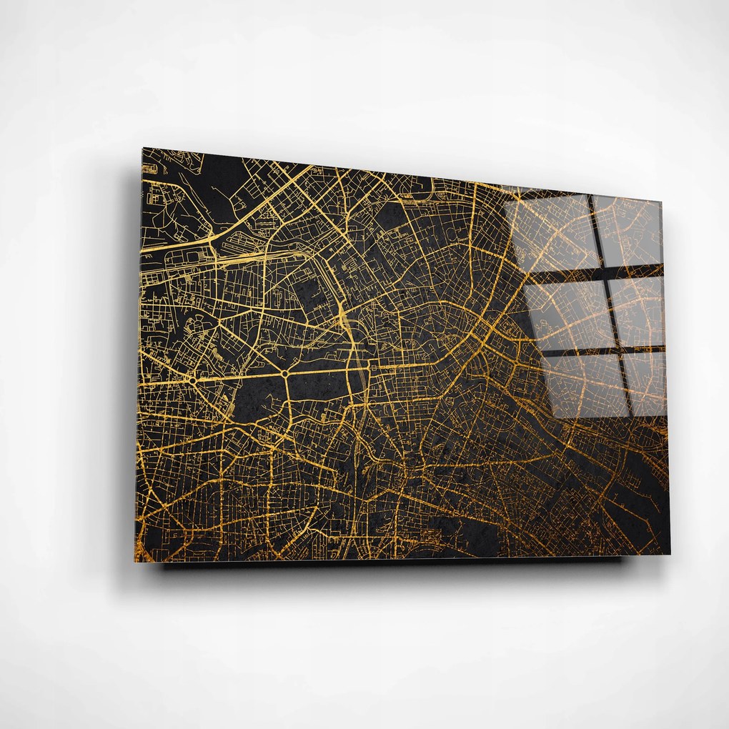 Skleněný Obraz moderní design 120x80 cm Mapa Města
