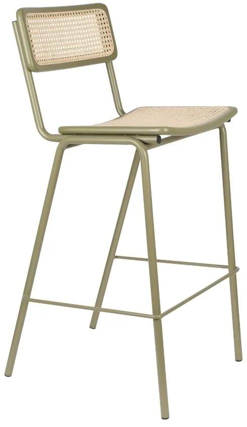 OnaDnes -20% Zelená ratanová barová židle ZUIVER JORT 77,5 cm