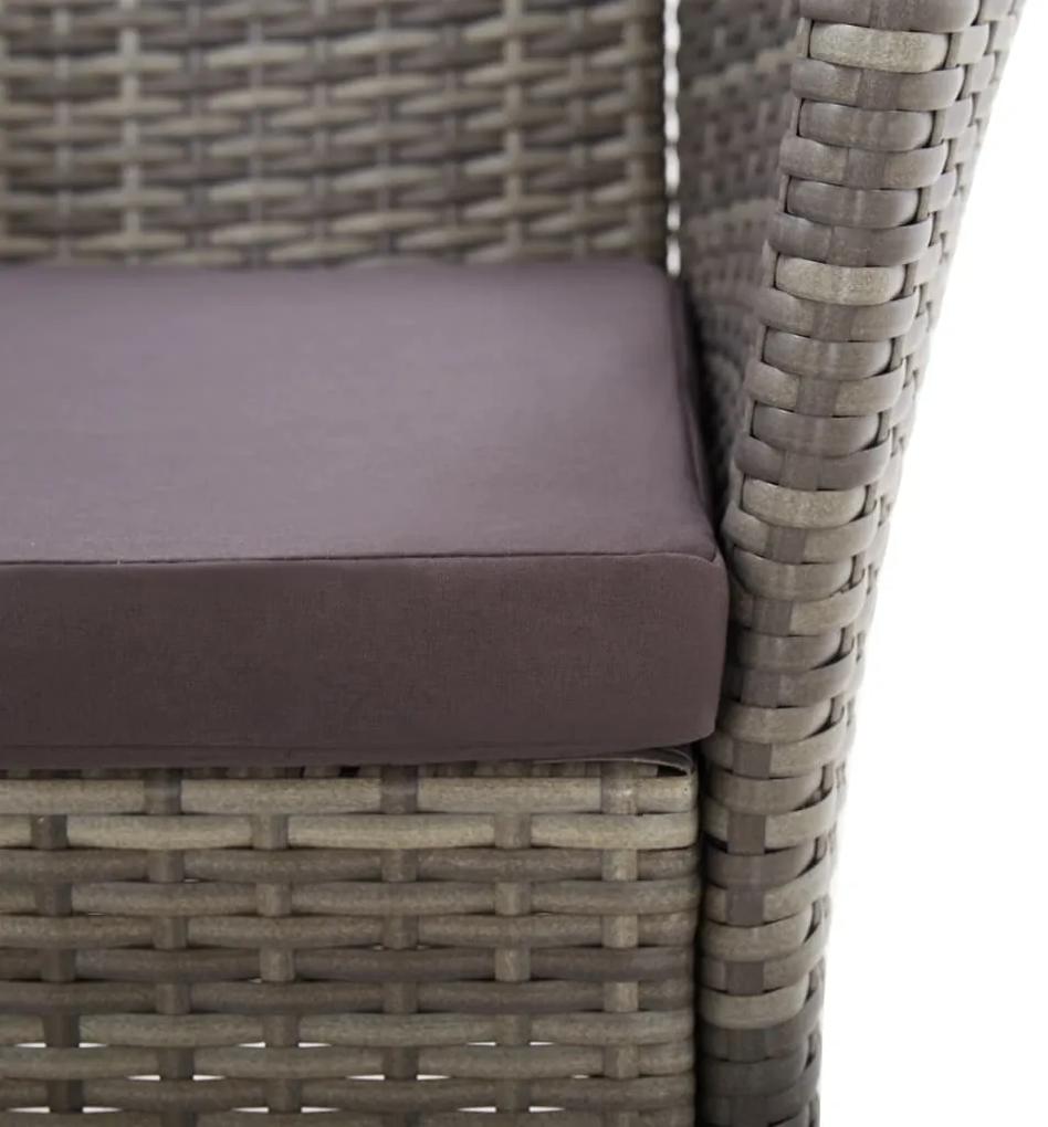 Zahradní židle s poduškami 2 ks polyratan šedé - Default Title