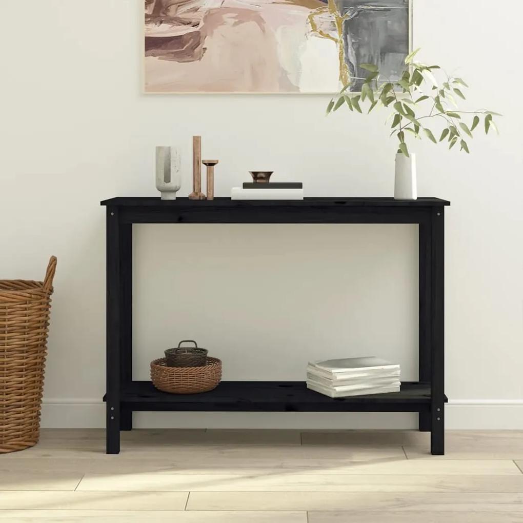 Konzolový stolek černý 110 x 40 x 80 cm masivní borové dřevo - Default Title
