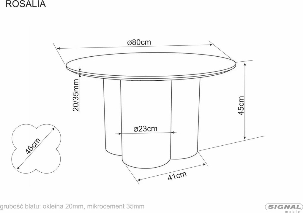 Konferenční stolek Rosalia 80 cm světle šedý