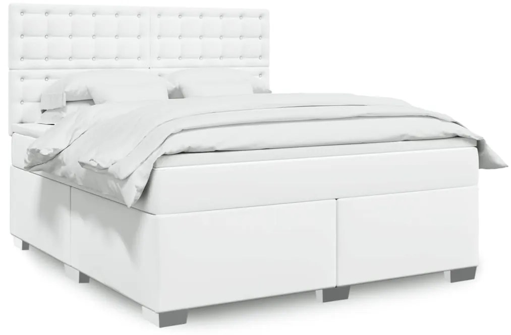 Box spring postel s matrací bílá 180x200 cm umělá kůže 3290733