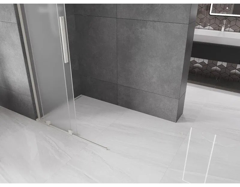 Mexen Velar L, posuvná sprchová zástěna Walk-in 90 x 200 cm, 8mm sklo námraza, broušená ocel, 871-090-003-33-97