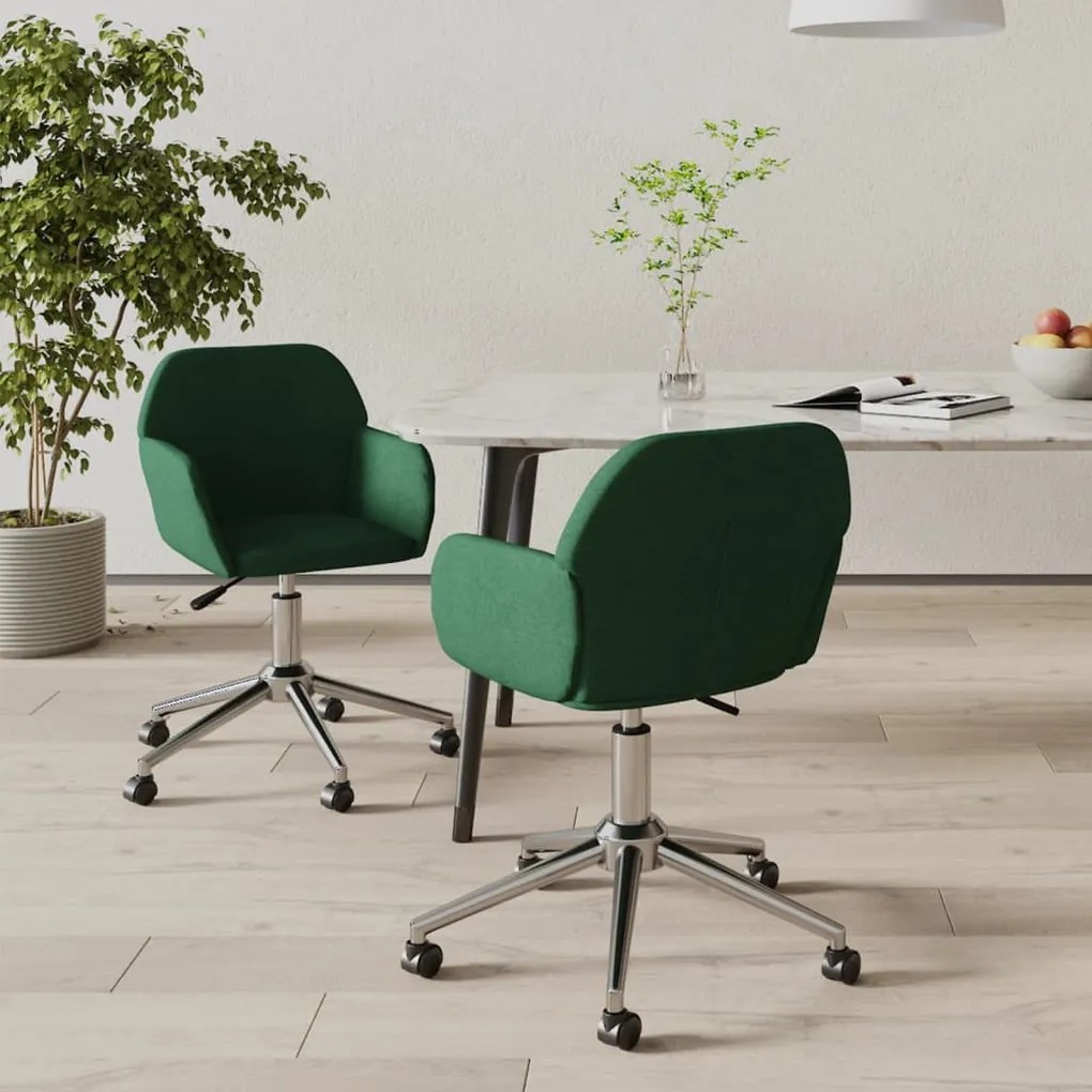 Otočné jídelní židle 2 ks tmavě zelené textil 3103091