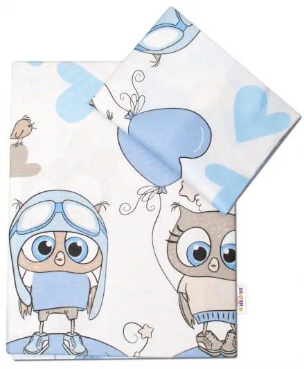 Baby Nellys Baby Nellys 2-dílné bavlněné povlečení Cute Owls - modré