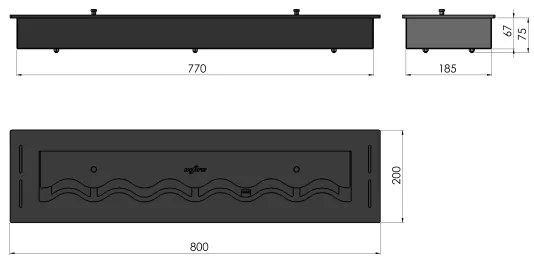 InFire - Vestavěný BIO krb 7,5x80 cm 6kW černá