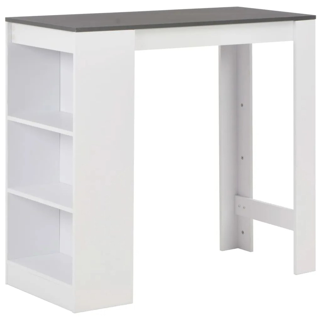 280216 vidaXL Barový stůl s regálem bílý 110 x 50 x 103 cm