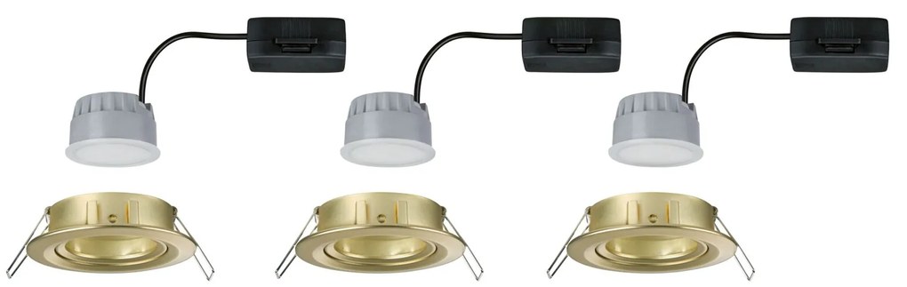 Paulmann 92406 LED Coin Nova round, set kulatých bodovek v matně zlaté úpravě, 3x6W LED 2700K tříkrokové stmívání, prům.8,4cm