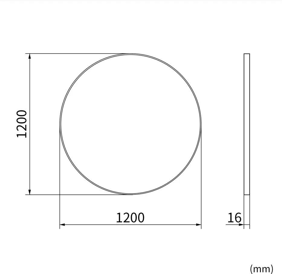 Erga Round, kulaté zrcadlo 120cm, černý rám, ERG-V01-ROUND-1212-BK