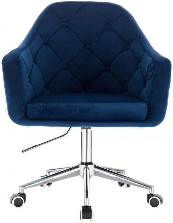 LuxuryForm DESIGN Otočné křeslo ANDORA VELUR na stříbrné podstavě s kolečky - modré