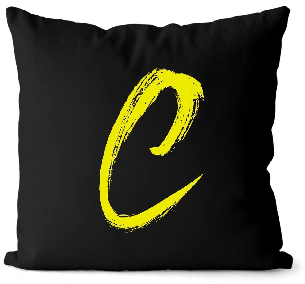 Polštář – písmeno C (Velikost: 55 x 55 cm, Barva: Žlutá)