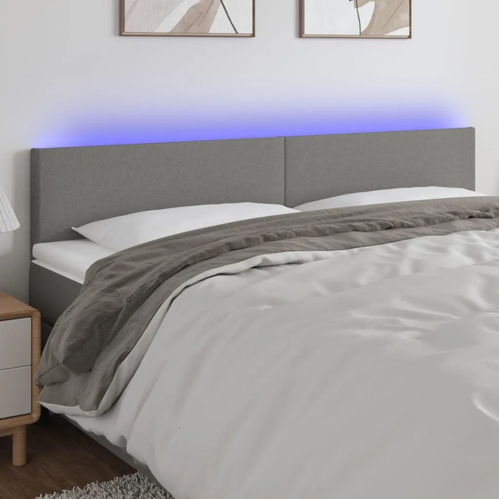 Čelo postele s LED tmavě šedé 200x5x78/88 cm textil 3121355