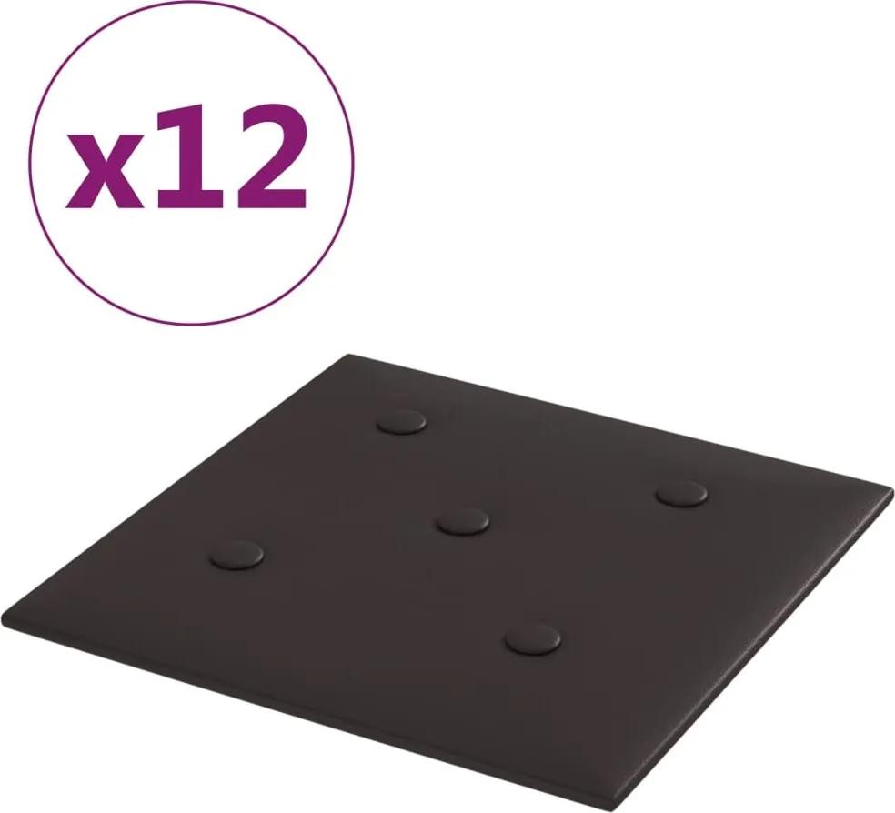 vidaXL Nástěnné panely 12 ks 30 x 30 cm umělá kůže 1,08 m² [343974] Barva: Černá