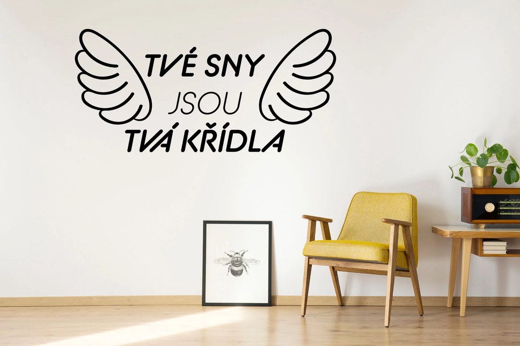 Samolepka na zeď Tvé sny Barevná varianta: Černá, Velikost (šířka x výška): 50x24cm
