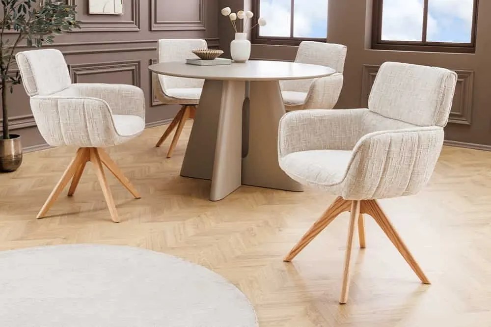 Designová otočná židle Parthenia béžová / dub