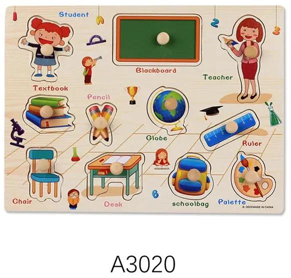 Montessori dřevěné hračky - vkládačky s držátky Barva: A3020