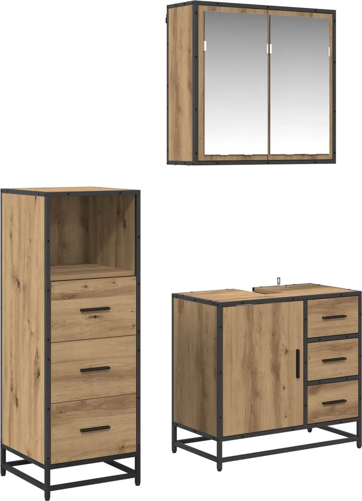 Sada koupelnového nábytku 3 ks Artisanový dub 3402424