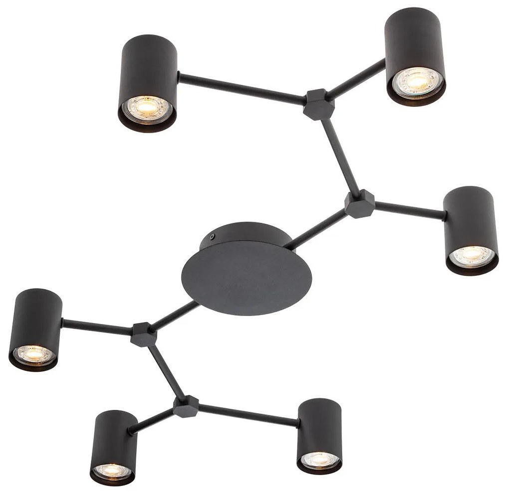 Světla a lustry REDO GROUP Černé stropní bodovky Smarter WEBB 01-4048, 6x GU10
