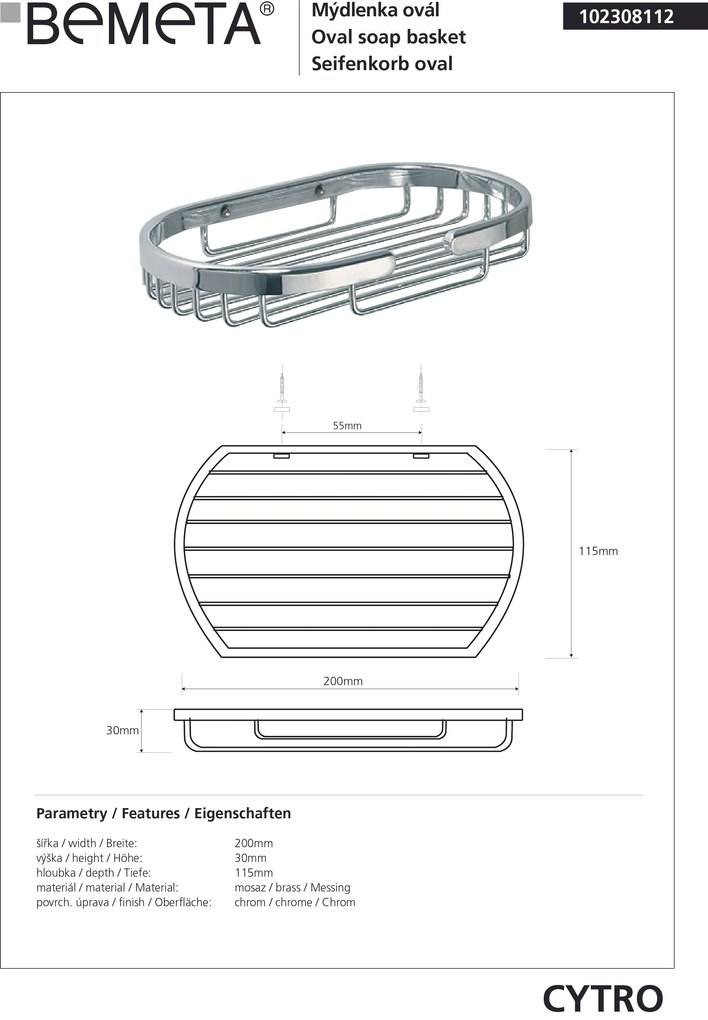 Bemeta Design CYTRO: Polička, do sprchy -
