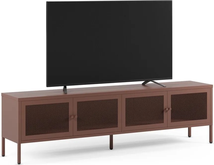 Vínový kovový TV stolek 160x50x35 cm Fayna – Marckeric