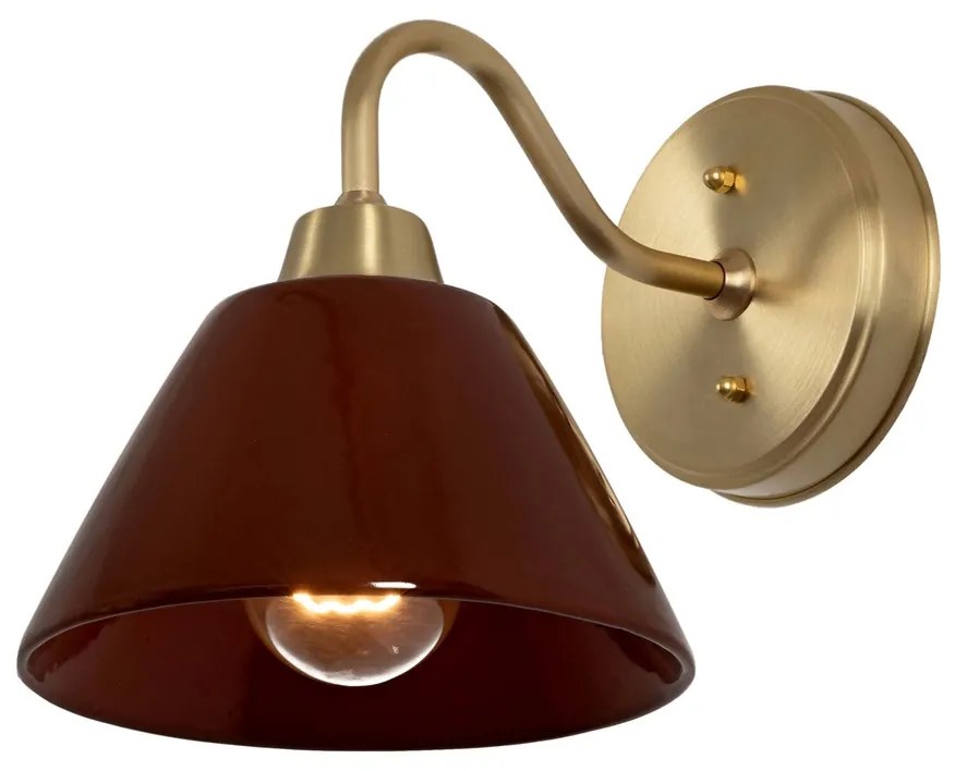 Keramická nástěnná lampa MILO Carmine/červená barva/mosaz