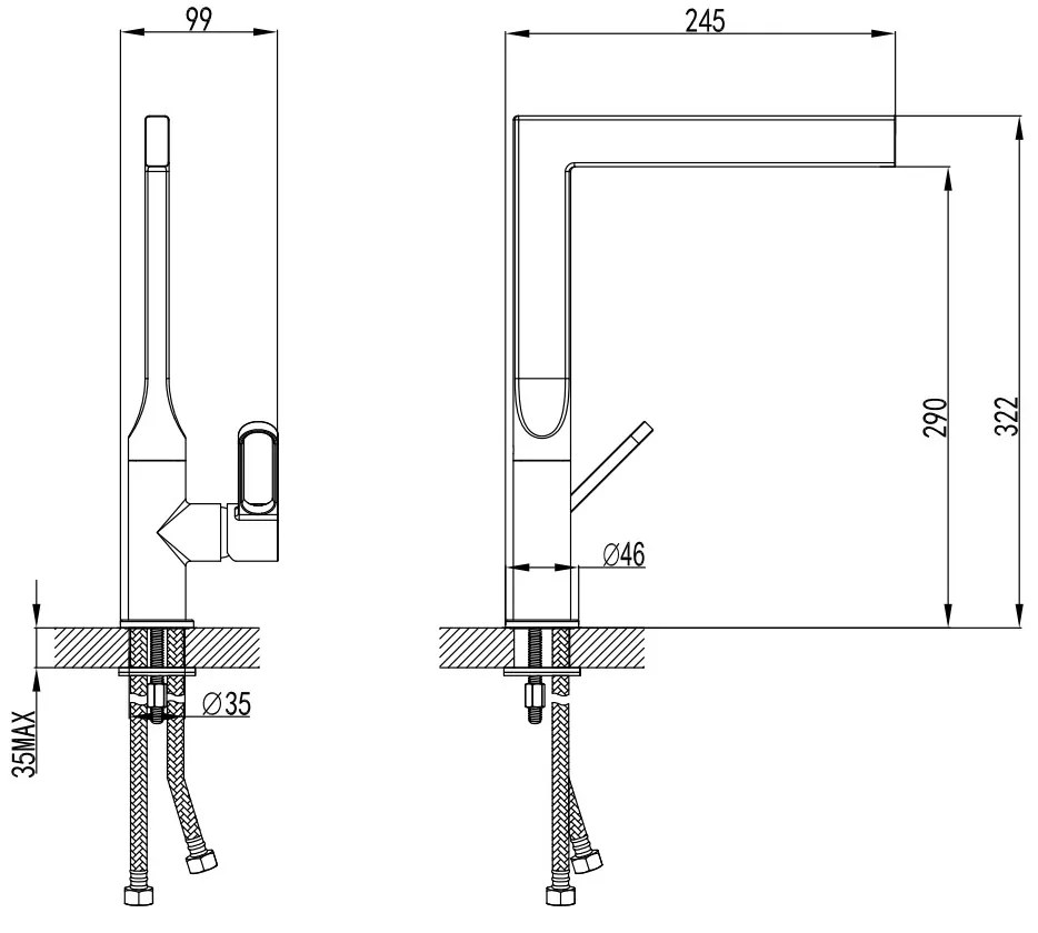 F-Design Zaffiro, stojánková dřezová baterie, černá matně-růžové zlato, FD1-ZFR-4-25