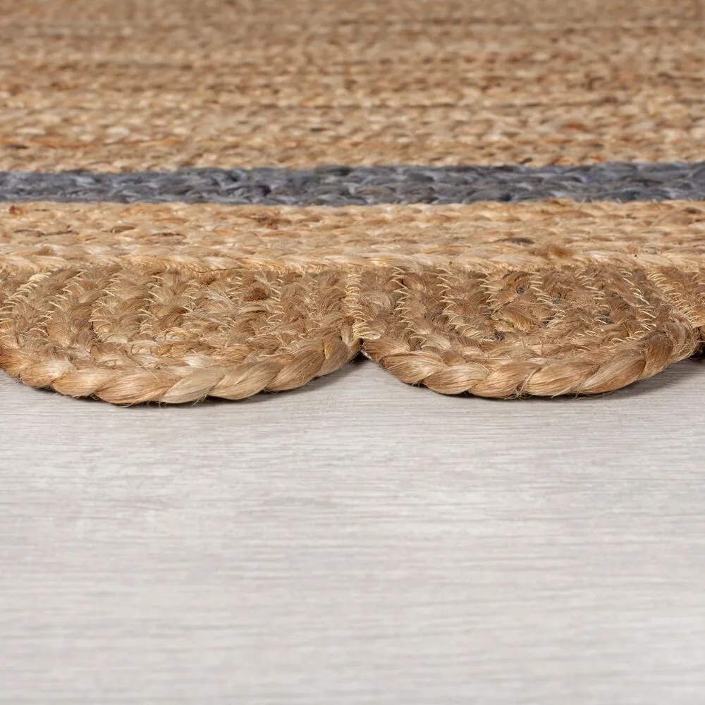 Flair Rugs koberce Kusový koberec Grace Jute Natural/Grey kruh - 160x160 (průměr) kruh cm