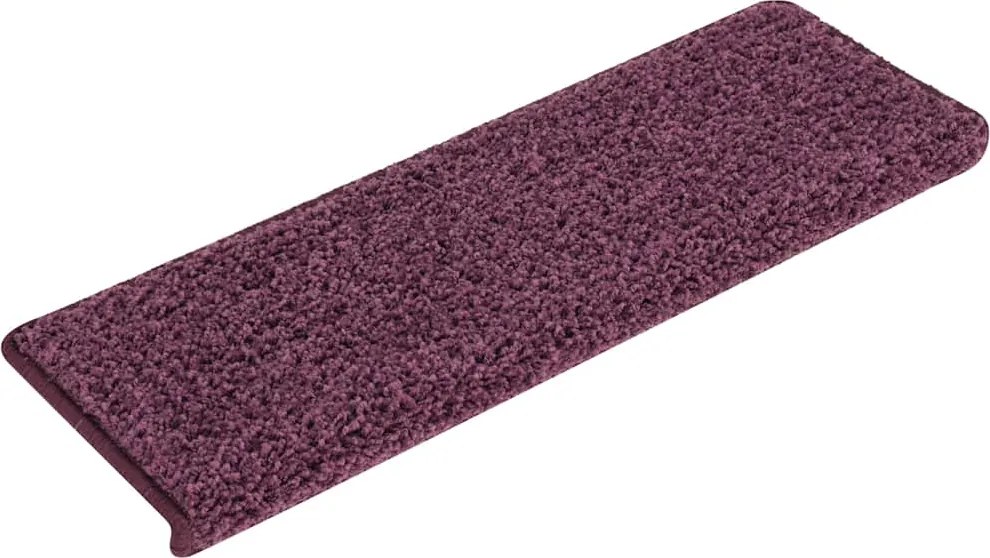 Schodové rohože 15 ks 65 x 21 x 4 cm tmavě fialové s obdélníkovým okrajem 326205