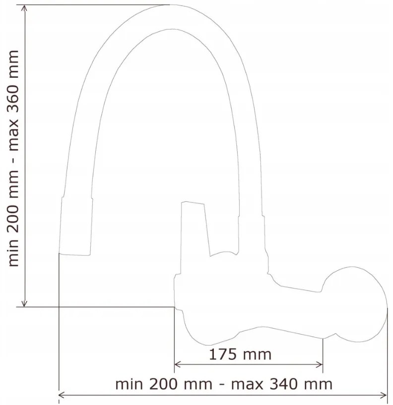 Gamma Flex, nástěnná dřezová baterie s elastickým ramenem, černá-chromová, GMA-BFXS-BK
