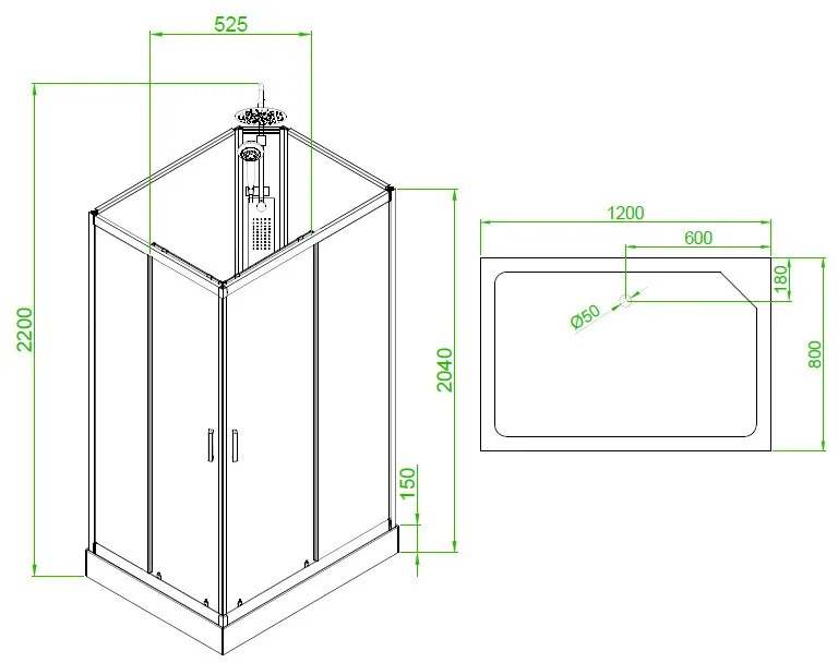 BPS-koupelny Hydromasážní box HYD-AL120 levý, 120x80 cm