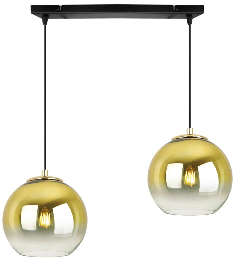 Závěsné svítidlo Bergen Gold, 2x zlaté/transparentní skleněné stínítko (fi 15cm)
