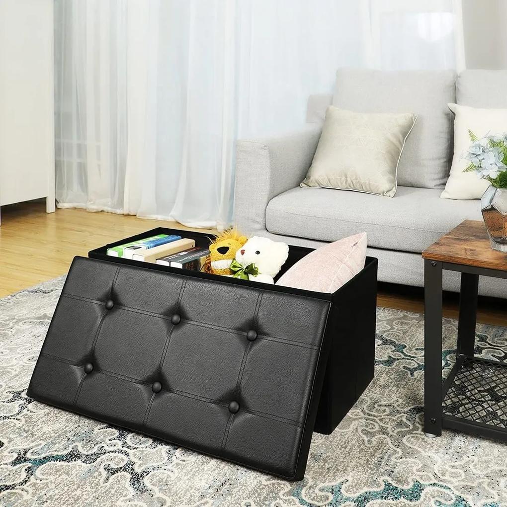 SONGMICS Úložný sedací box čalouněný černý 76 x 38 x 38 cm