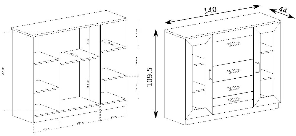 Obývací stěna TADEUSZ s - sestava A - dub stoletý