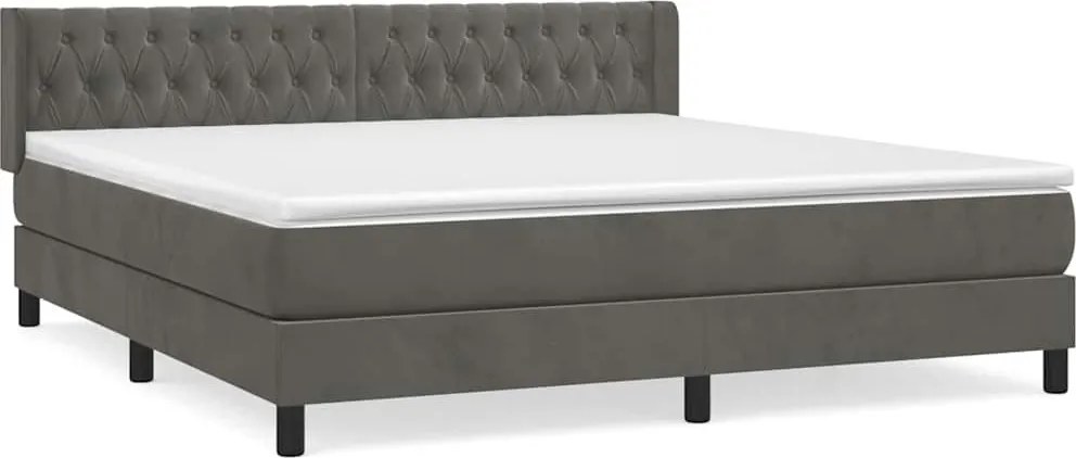 Box spring postel s matrací tmavě šedá 160x200 cm samet 3131148