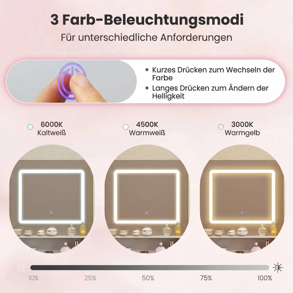 Costway Toaletní stolek se zrcadlem a osvětlením set make-up s objímkami
