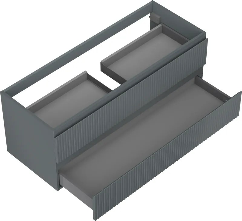 Mexen Rivel, koupelnová skříňka 120 cm, 2 zásuvky, drážkovaná, grafitová matná, 91A20-12047-2-BFF66