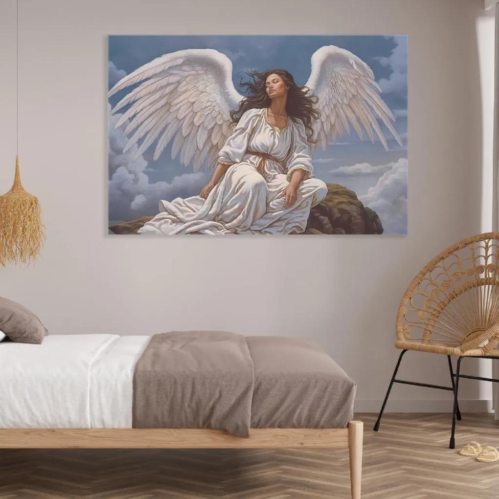 Obraz na plátně - Andělská žena v nebi FeelHappy.cz Velikost obrazu: 120 x 80 cm