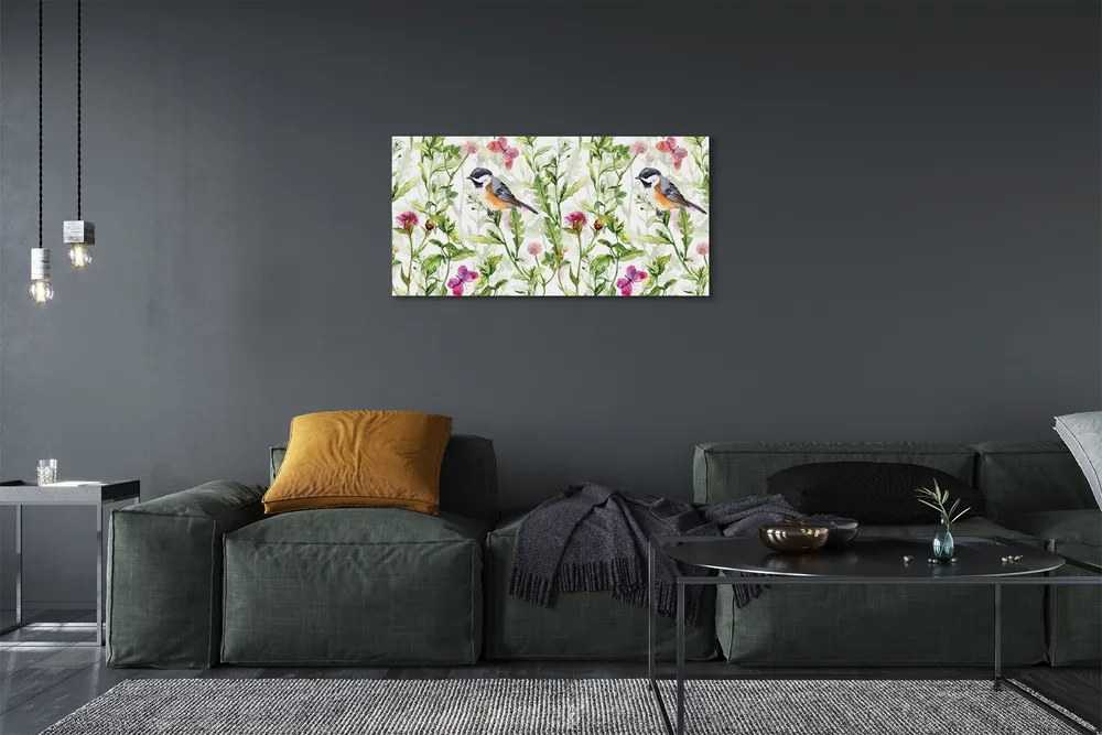Obrazy na plátně Maloval pták v trávě 100x50 cm
