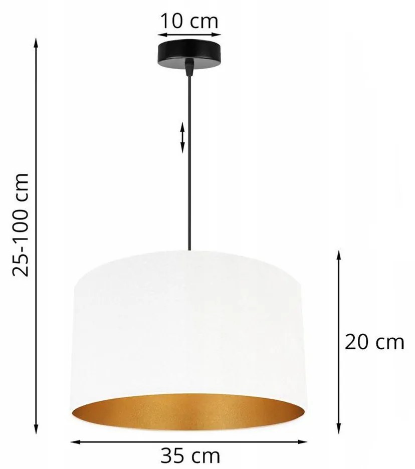 Závěsné svítidlo MEDIOLAN, 1x bílé/zlaté textilní stínítko, (výběr ze 2 barev konstrukce), (fi 35cm)